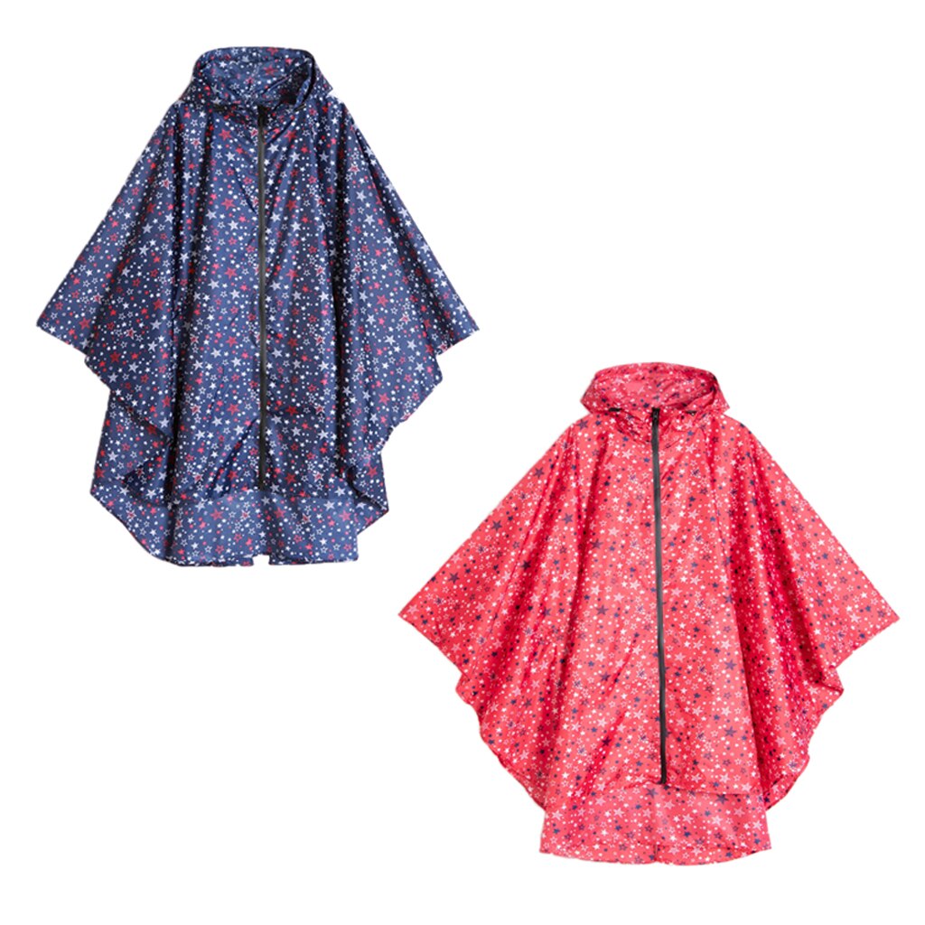 Lady Outdoor Raincoat Star Portable Hooded Poncho ... – Grandado