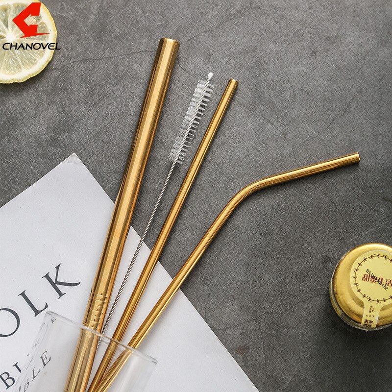 304 Stainless Steel Coffee Milk Tea Straws Set Foo... – Grandado