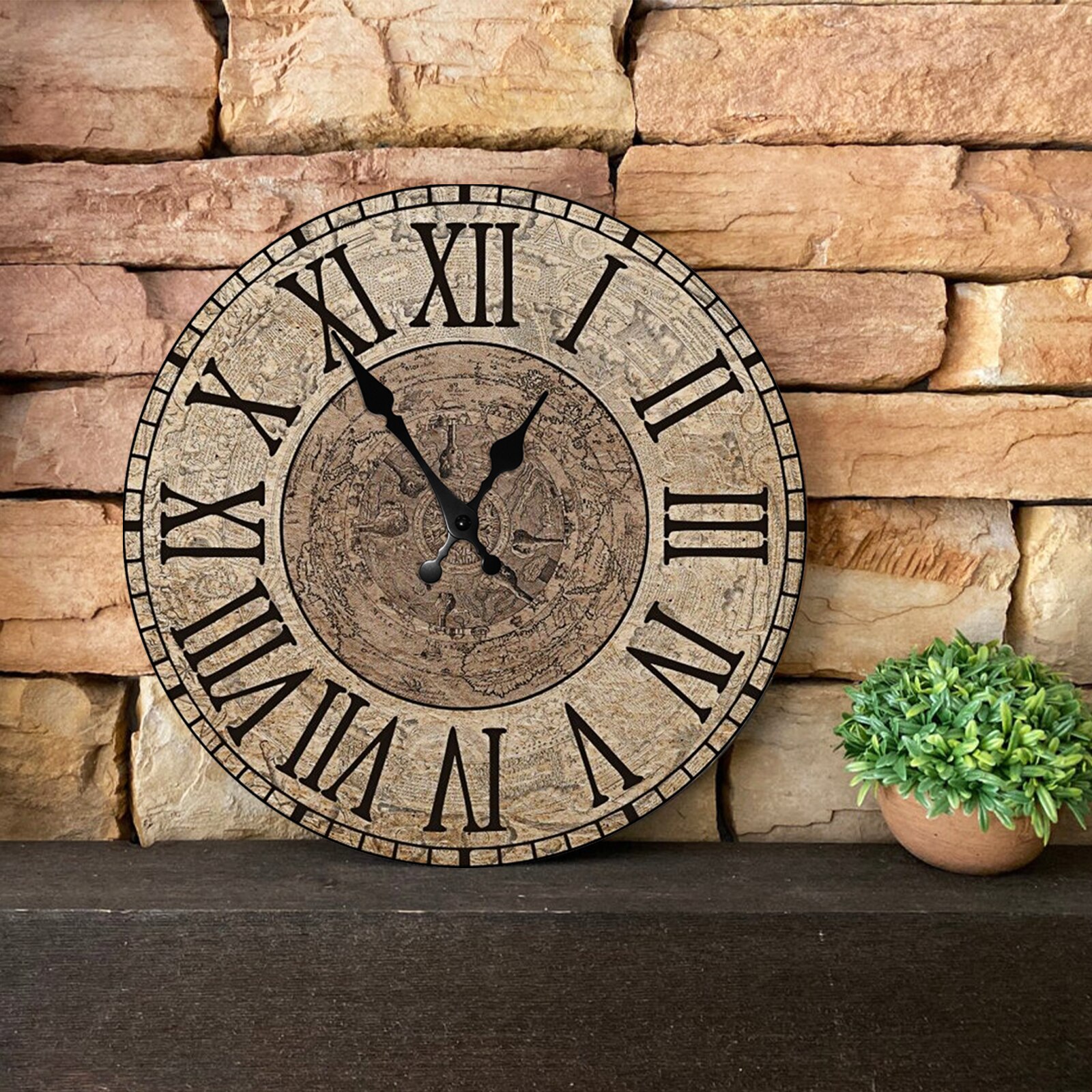Wooden Wall Clock Modern Wood grain Vintage Rustic... – Grandado