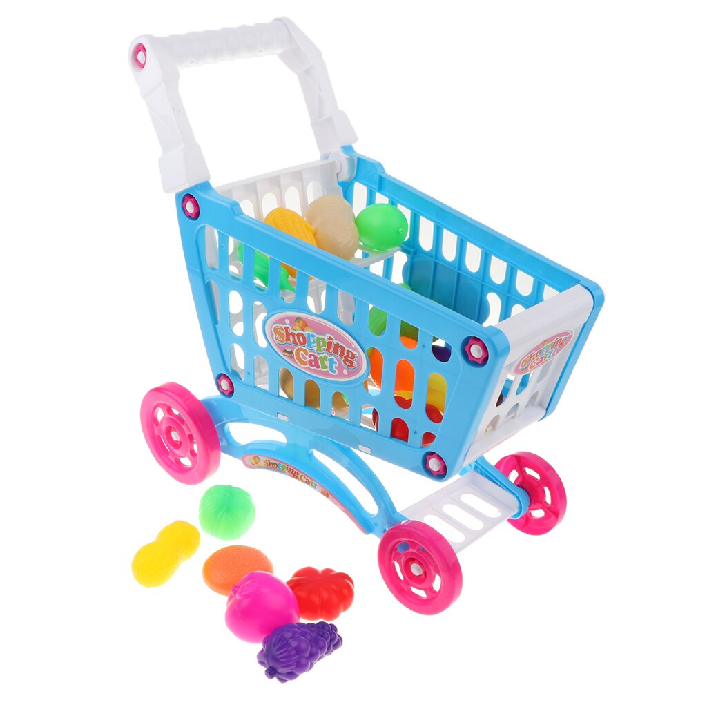 Kids Shopping Cart Toy with 20 Play Food Vegetable... – Vicedeal
