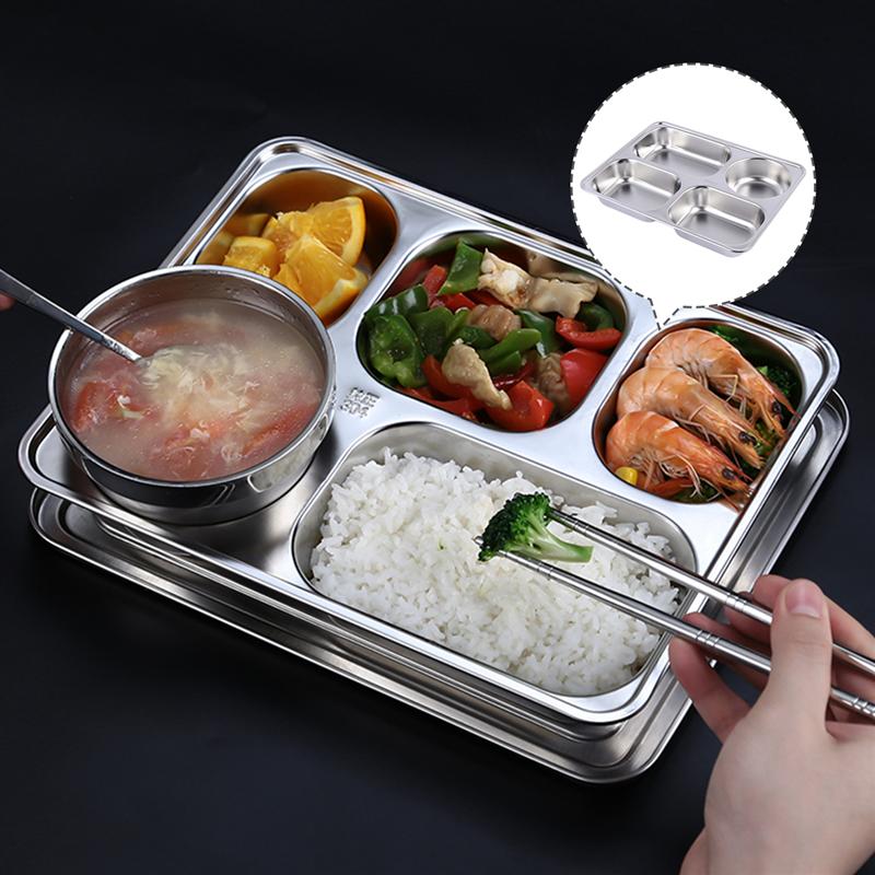 4 Section Stainless Steel Divided Dinner Tray Squa... – Grandado