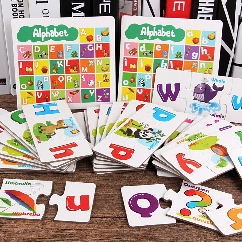 Wooden toys English letter cards 26 alphabet match... – Grandado