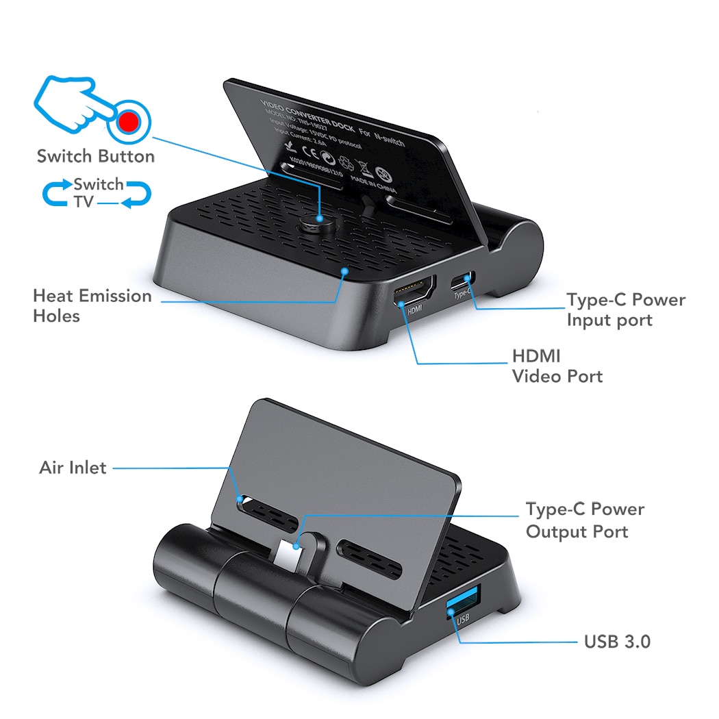 Bærbar dock til nintend switch type-c adapter konv... – Vicedeal