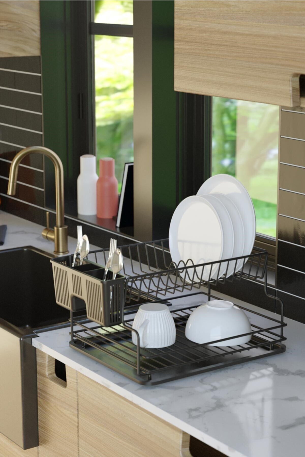 Black Two Layer Dish Rack Plate-rack Kb005 – Grandado