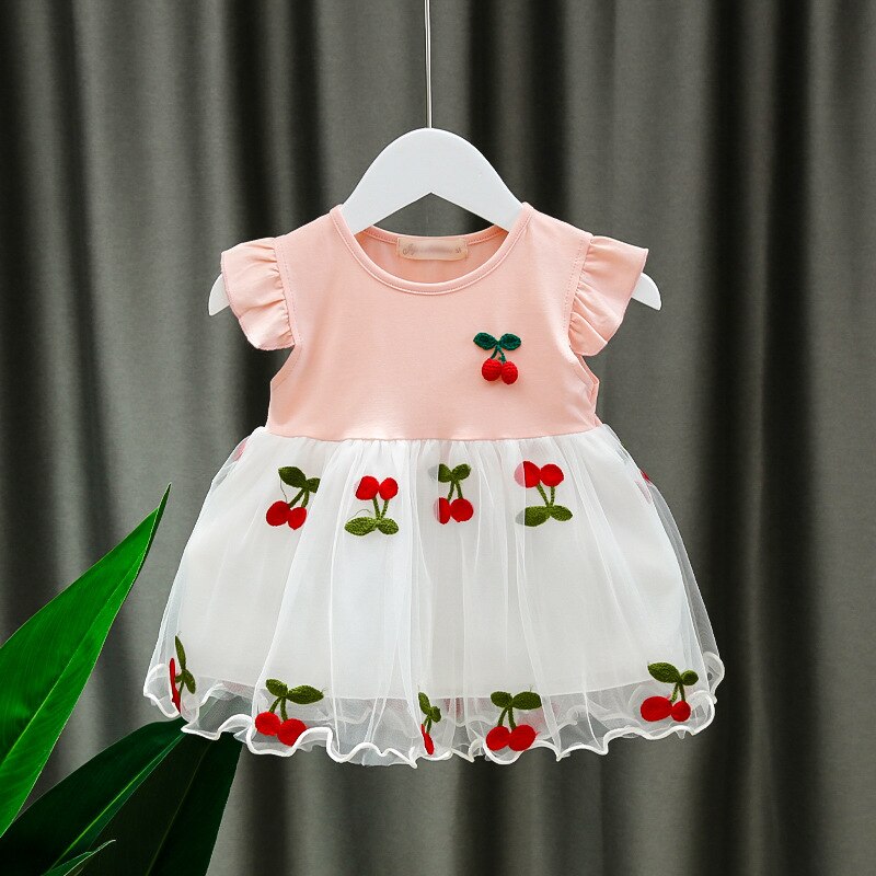 Baby Meisjes Jurk Zomer Katoen Cherry Borduren Jur... – Grandado