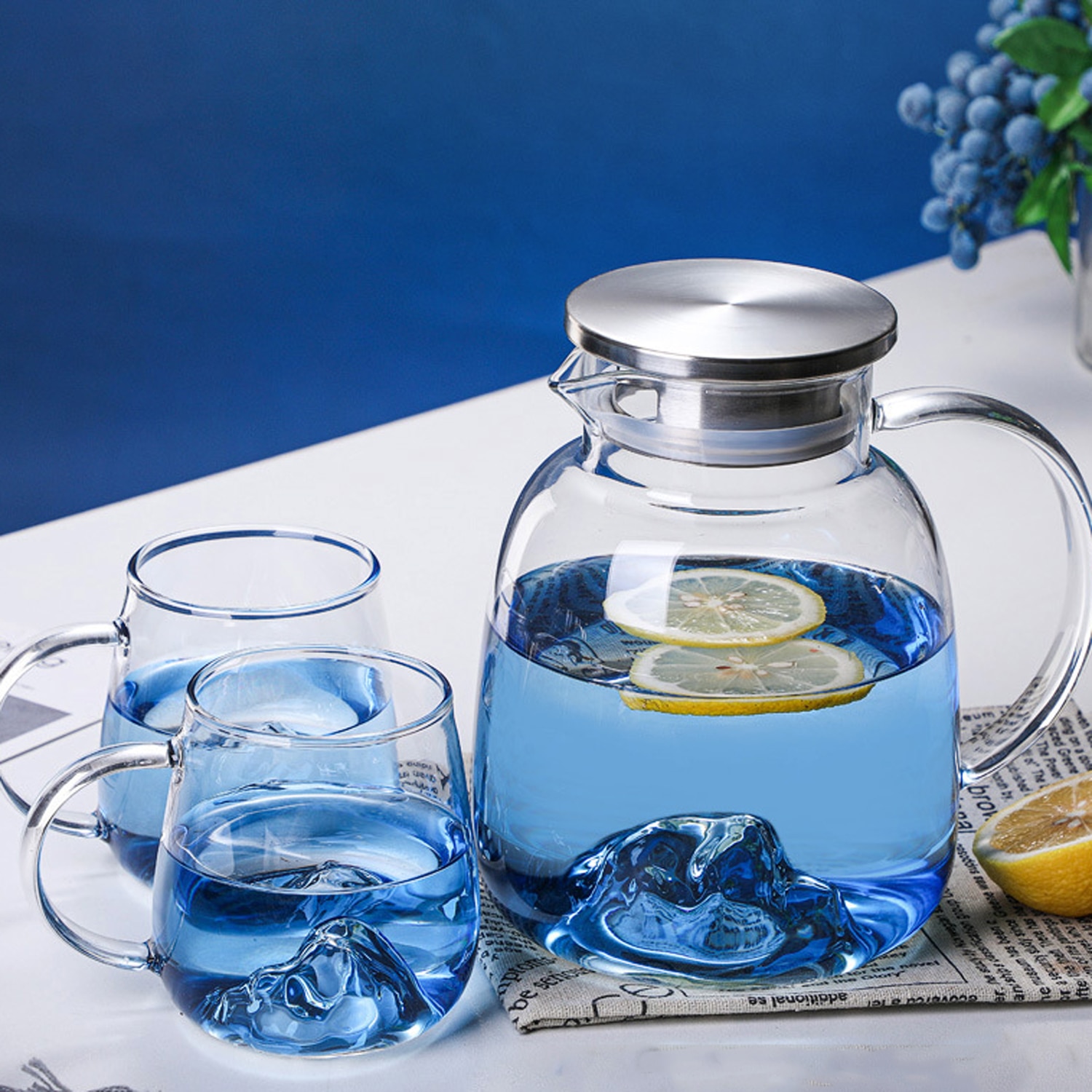 Ice Mountain Glas Mok Koud Water Thee Cup Met Blue... – Grandado