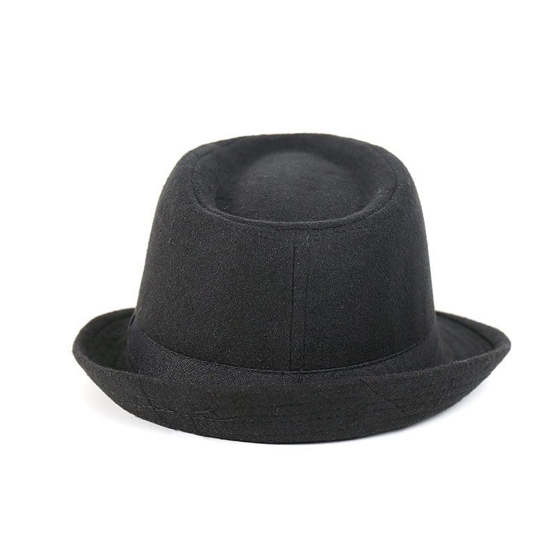 Mafia Hat Men Wool Felt Hats Jazz Flat Top Hat Bow... – Grandado