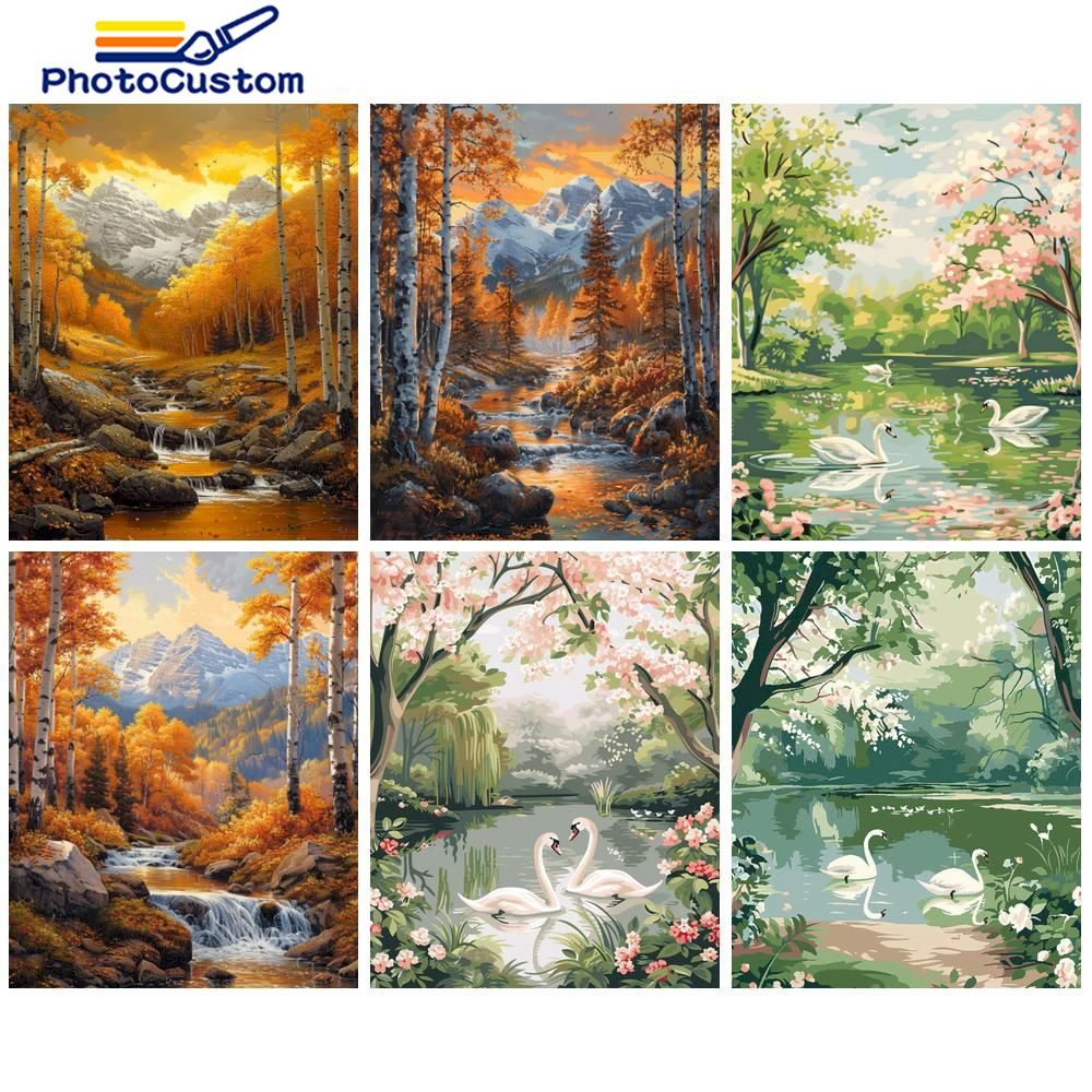 PhotoCustom Oil Painting by Numbers Landscape DIY ... – Vicedeal