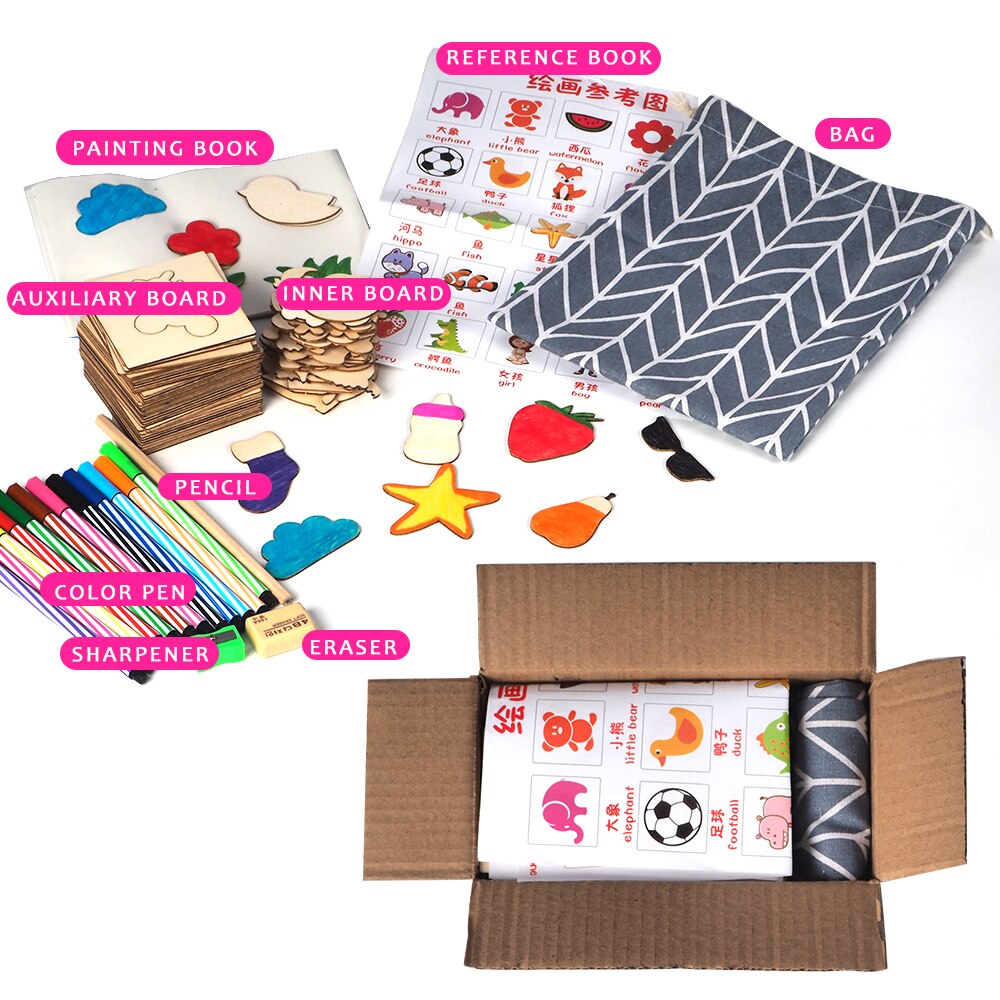 Wood Painting Toys Children Learn Drawing Tools Dr... – Grandado