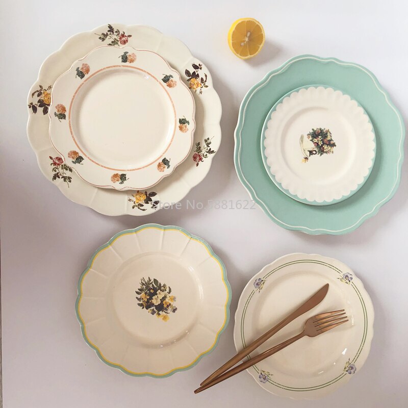 1PCS ceramic plate Vintage flower pattern Lace Eur... – Grandado