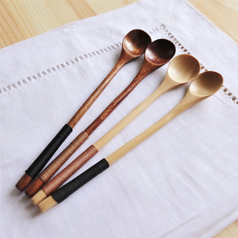 Lange Steel Lepel Hout Rijst Soep Dessert Lepel Ko... – Vicedeal