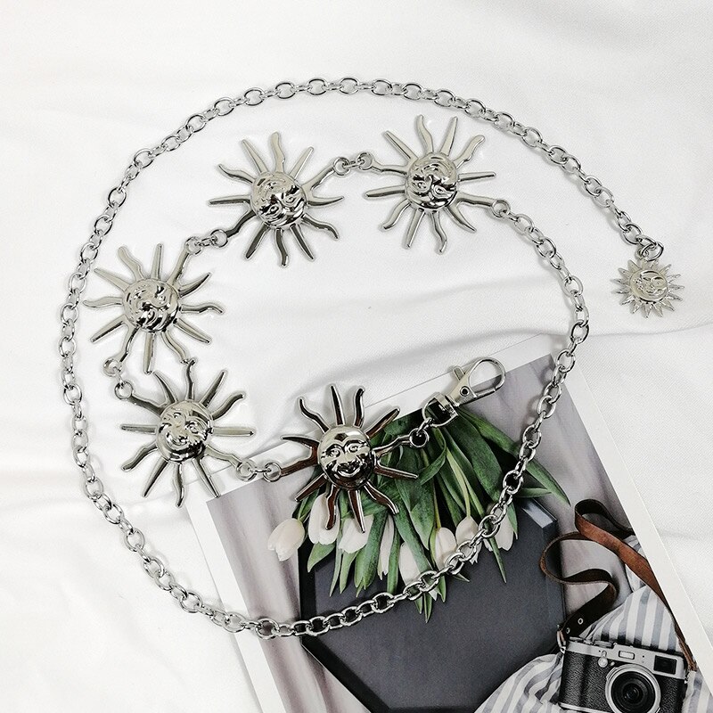 Gothic gold chain belt sun metal ladies waist belt... – Vicedeal