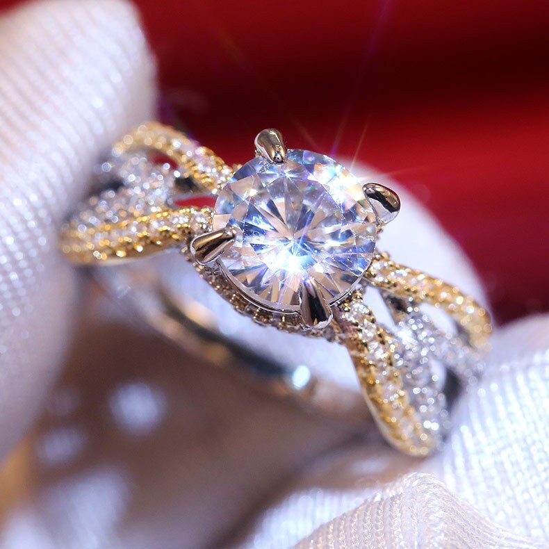 Crystal Twist Cubic Silver Color Engagement Rings ... – Grandado