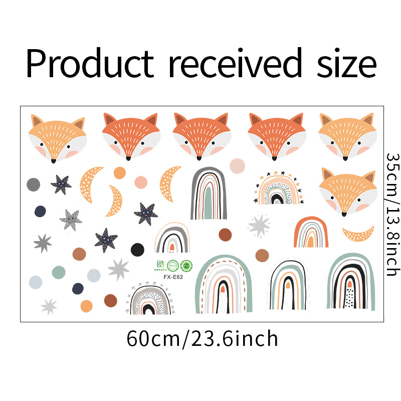 Colorful Cute Fox and Rainbow Wall Sticker for Kid... – Grandado