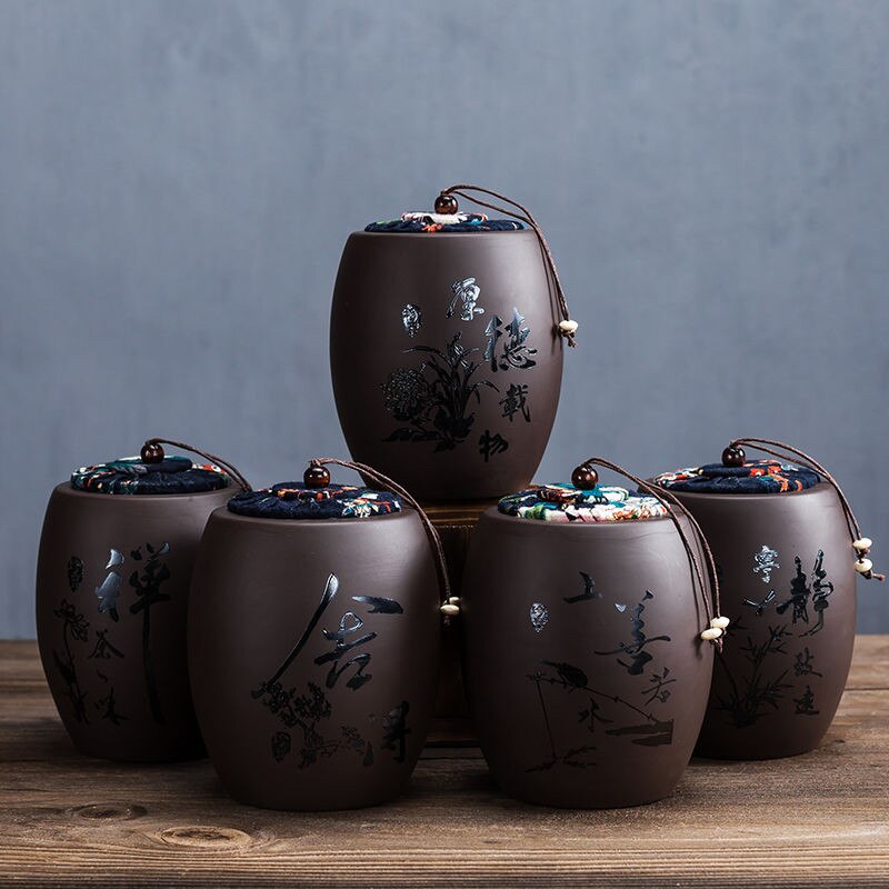 1 PCS Purple Clay Ceramic Tea Caddy Tea Box Large ... – Grandado