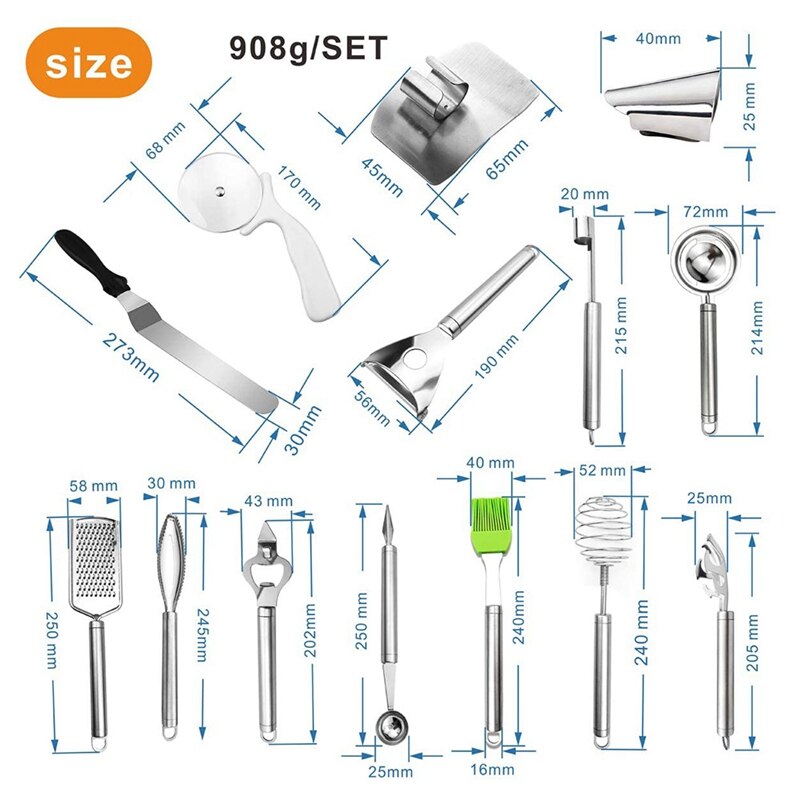 Kitchen Utensil Set, Cooking Gadgets Stainless Ste... – Grandado