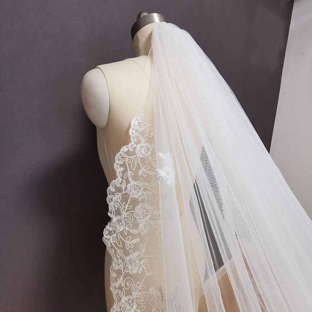 Een Layer 3.5 Meter Lange Bruiloft Sluier Wit Ivoo... – Vicedeal