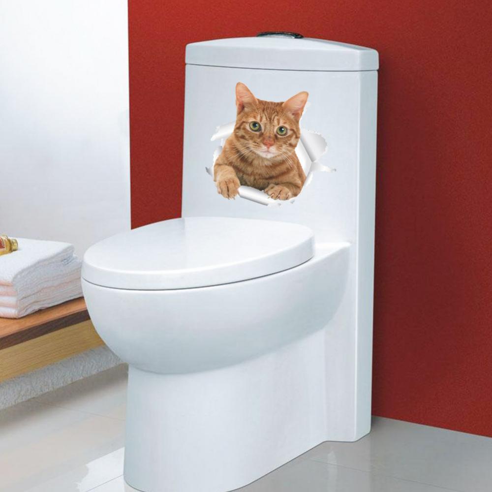 3D Cute Cat Wall Art Sticker Bathroom Toilet Lid C... – Grandado
