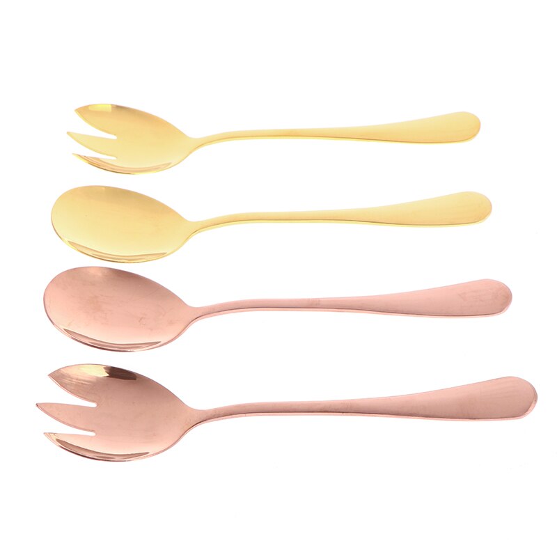 Goud Salade Lepel Vork 2 Stuks Salade Lepel Roestv... – Grandado