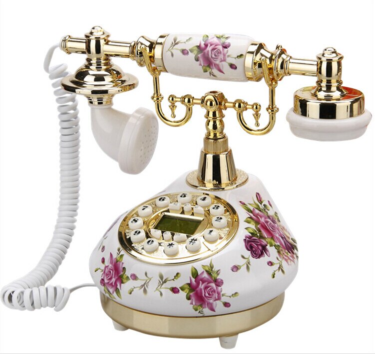 White Antique Telephone Corded Landline Home Phone... – Vicedeal