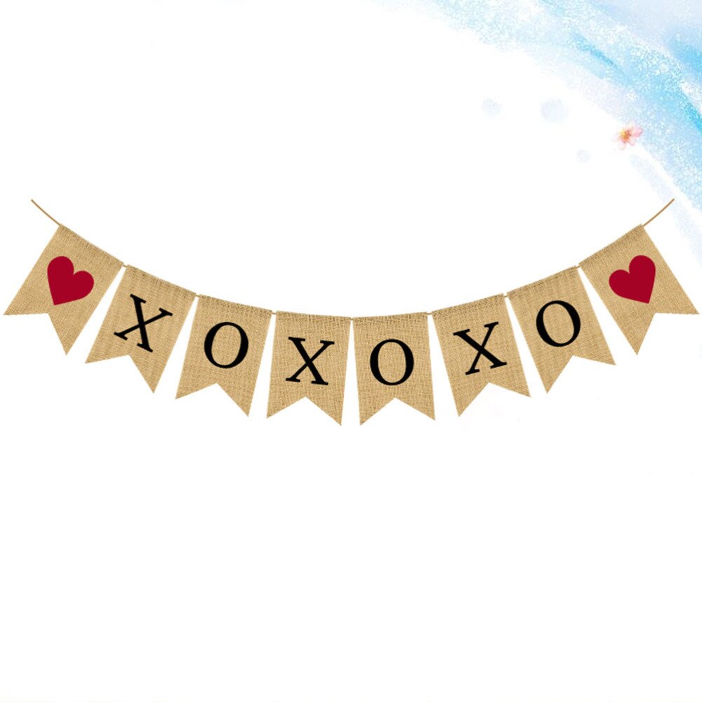 Valentines Day Bunting Red Heart Burlap Banner Swa... – Vicedeal