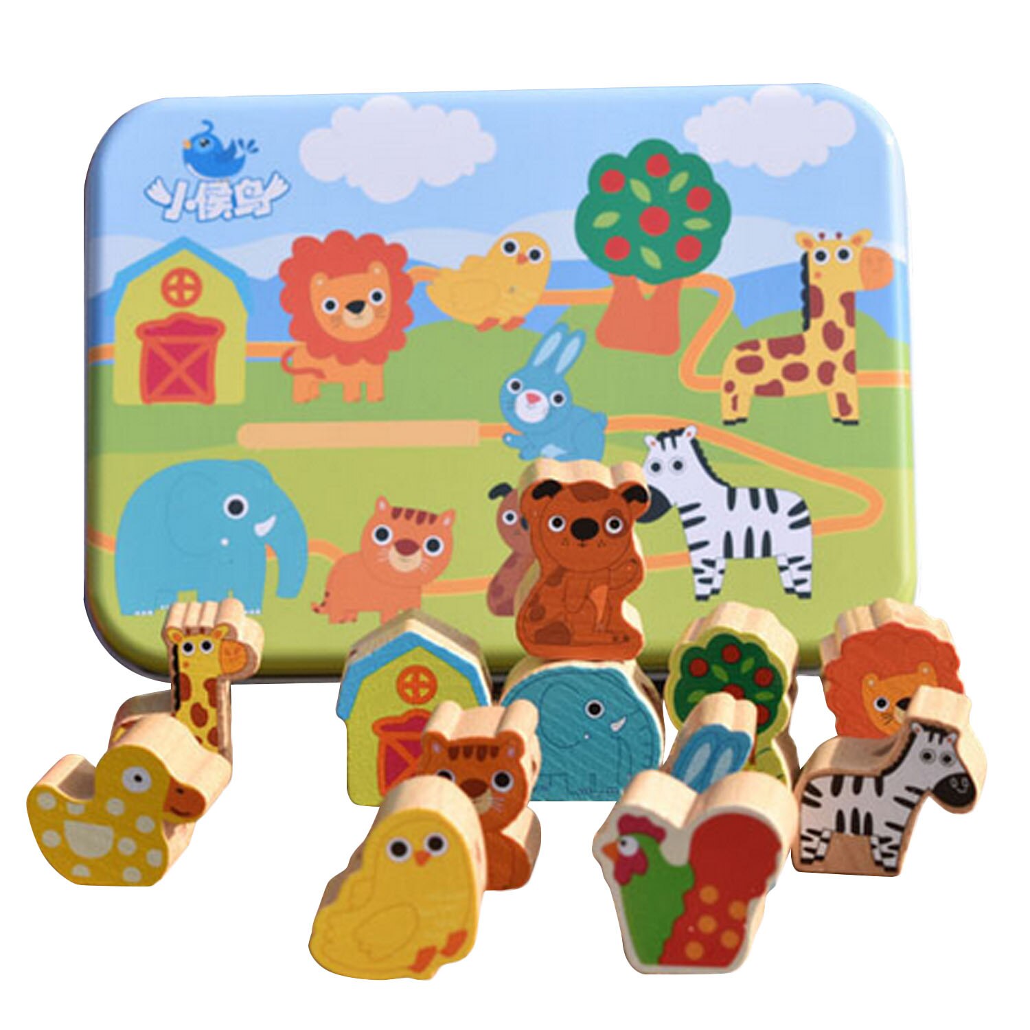 Besegad 12 stuks Hout Blokken Cartoon Bead Stringi... – Grandado