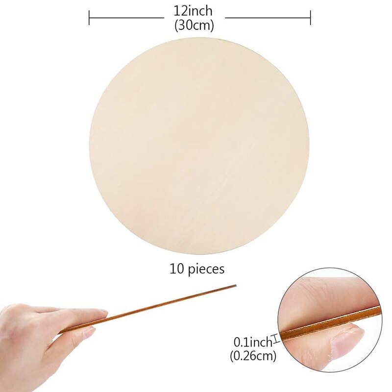 Jeyl 10 Stuks 12 Inch Houten Discs,Unfinished Rond... – Grandado