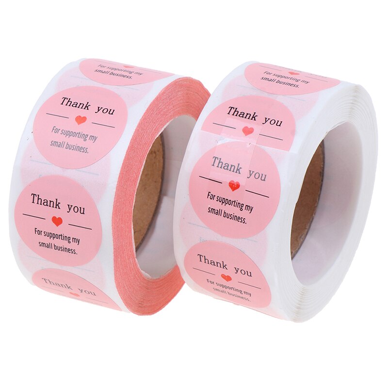 Pink Paper Label Stickers Gold Thank You Sticker S... – Grandado