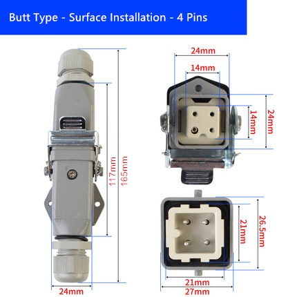 Heavy Duty Connector Aviation Plug Socket Rectangu... – Grandado