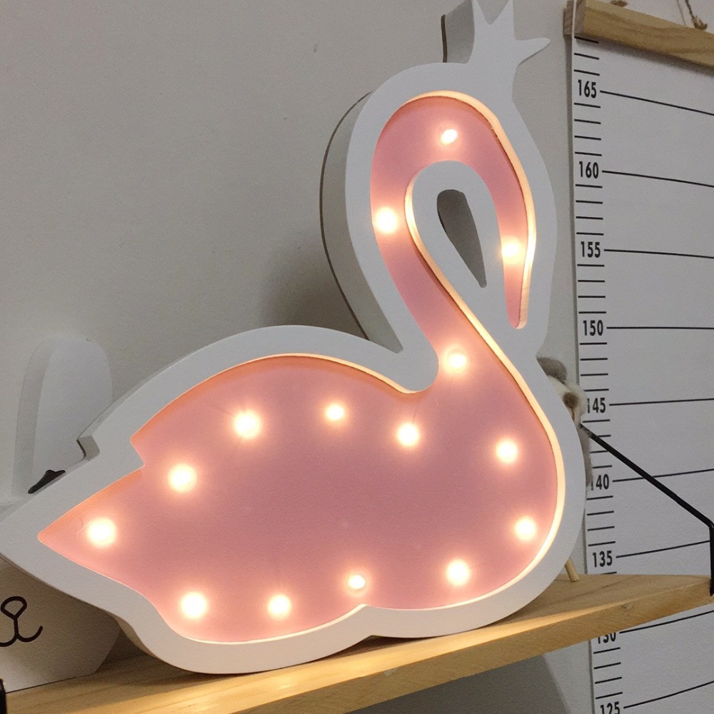 Nursery Decor Wooden Unicorn Elephant LED Night Li... – Grandado
