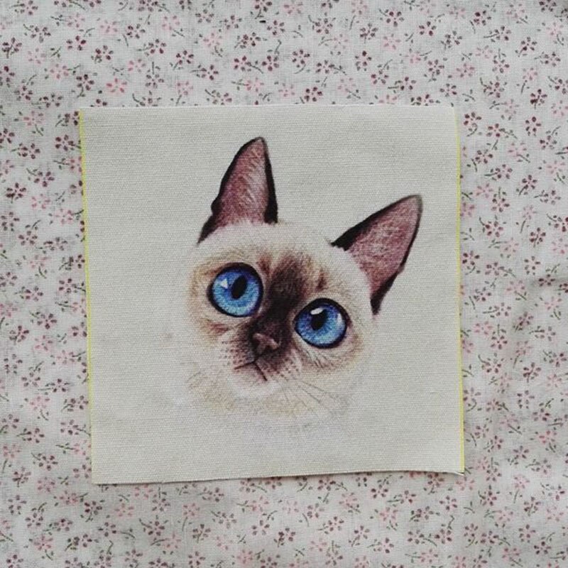 Diy 12X12Cm Kat Patroon Hand Geverfd Katoen Canvas... – Vicedeal