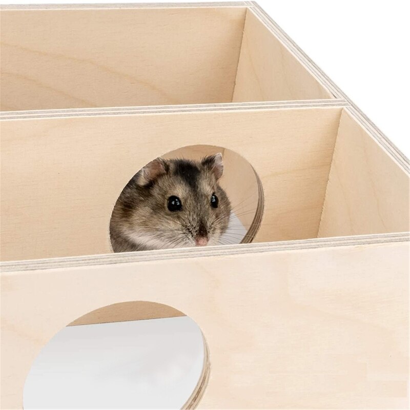 Hamster House 2 Chambers Pet Wooden Hideout Nestin... – Grandado