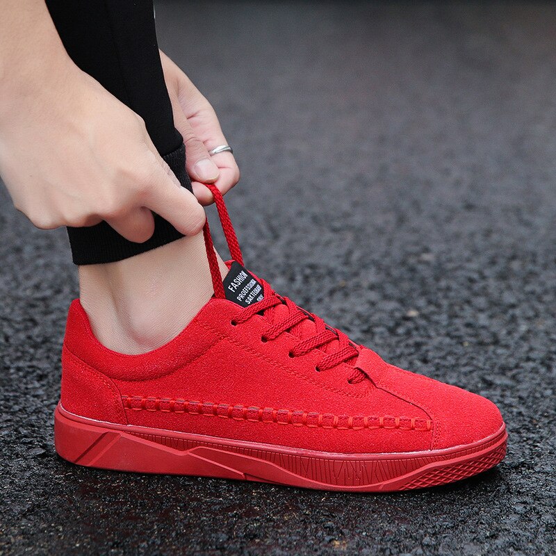 Flat Red Bottom Shoes Sneakers Men Leather Trainer... – Grandado