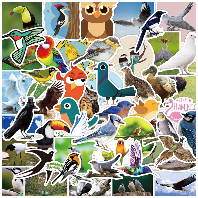 40/46/50Pcs Vintage Bird Crow Swallow Fruit Sticke... – Grandado