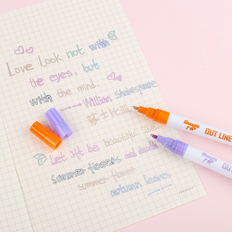 Double Lines Art Markers Pen Out Line Pen Fine Lin... – Grandado