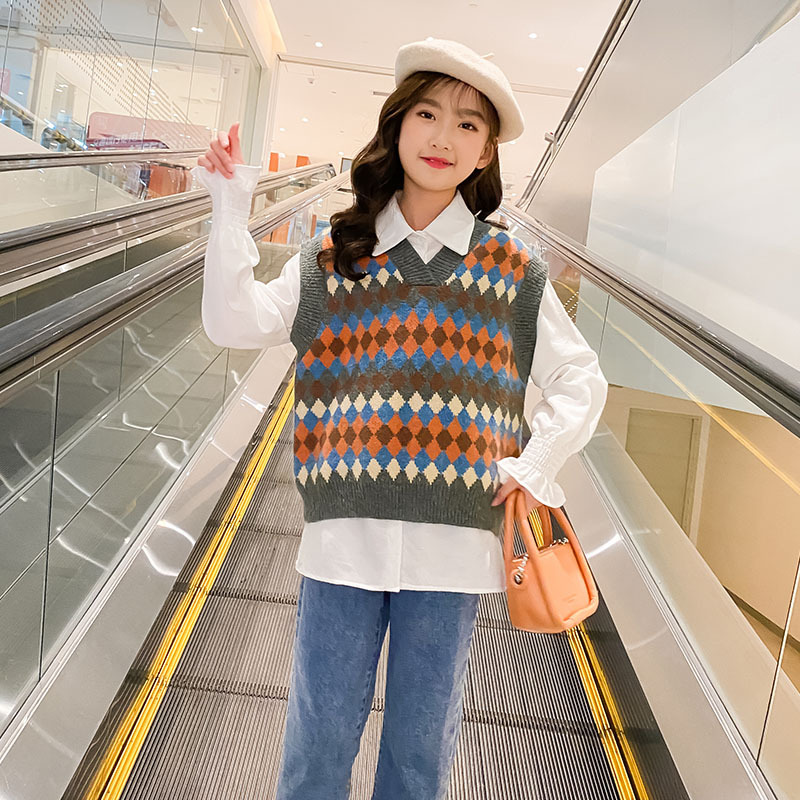 10 to 12 years Girls Argyle Sweater Vest Teen Girl... – Vicedeal