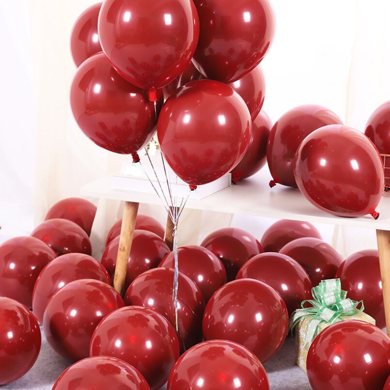30 Pcs Dark Red Color Round Ballons 10 inch Double... – Grandado