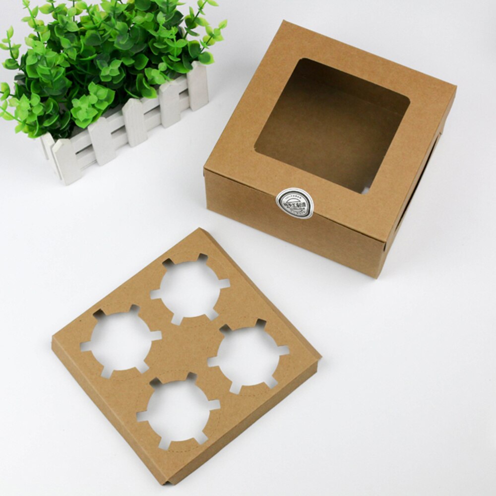 Cupcake Box 4 Holtes Dessert Kraftpapier Bakkerij ... – Grandado
