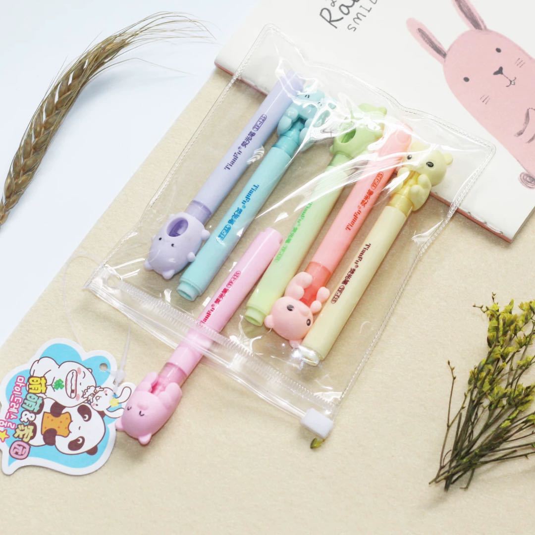 12 Bag/lot Mini Cartoon Animal Highlighter Cute 6 ... – Grandado