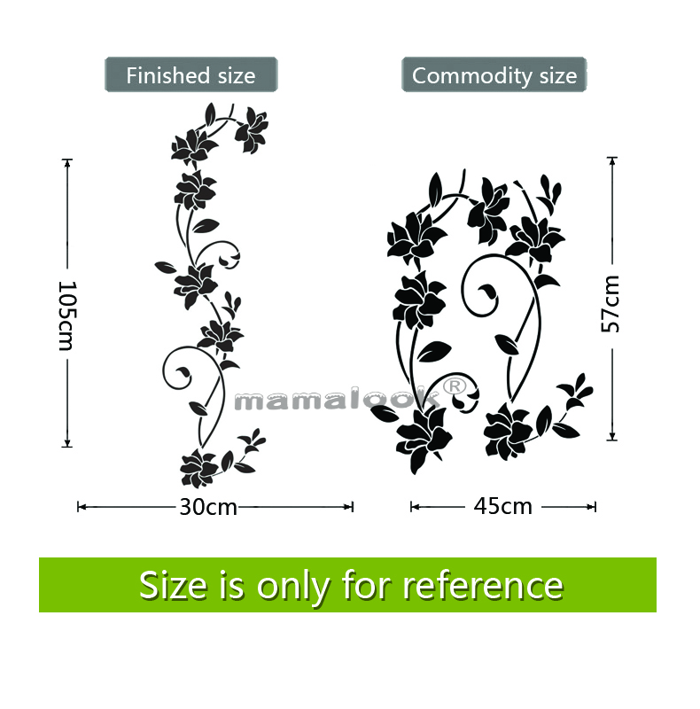 Black flower Vine Wall Stickers Refrigerator Windo... – Grandado
