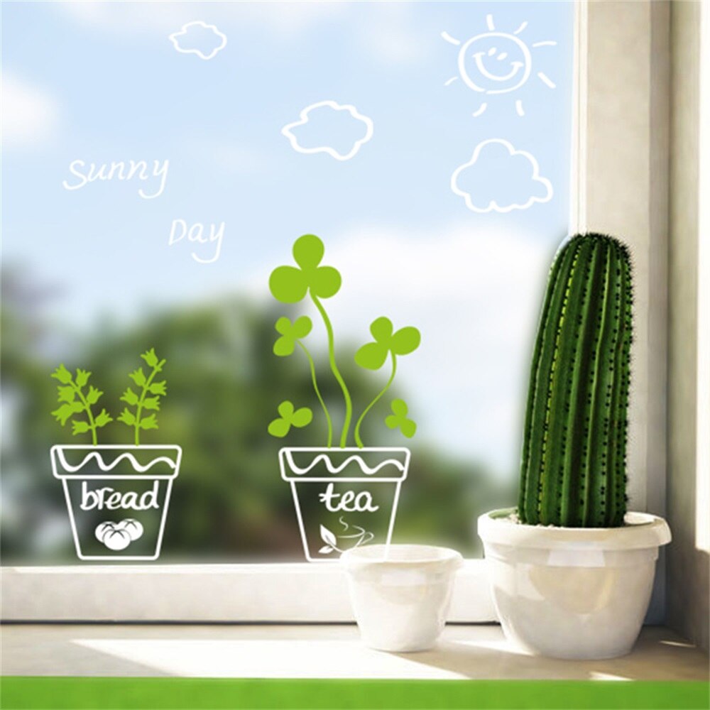 Glass Sticker Window Wall Decal Pot Plant PVC Remo... – Vicedeal