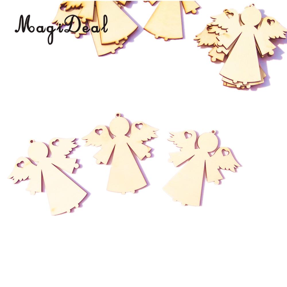 MagiDeal 10pcs Plywood Blank Angel Shape Embellish... – Grandado