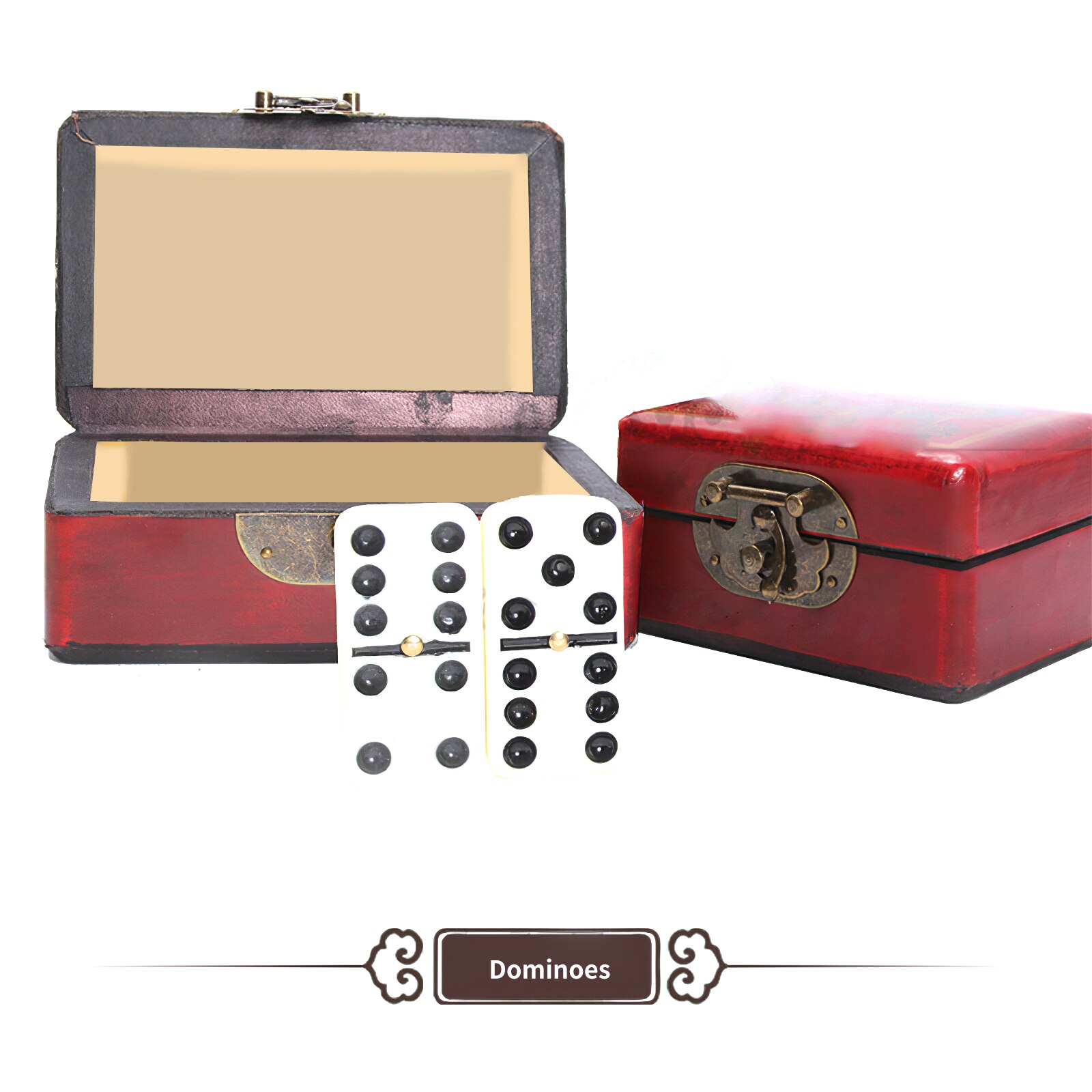 1 Set Portable Educational Antique Domino Box Hand... – Grandado