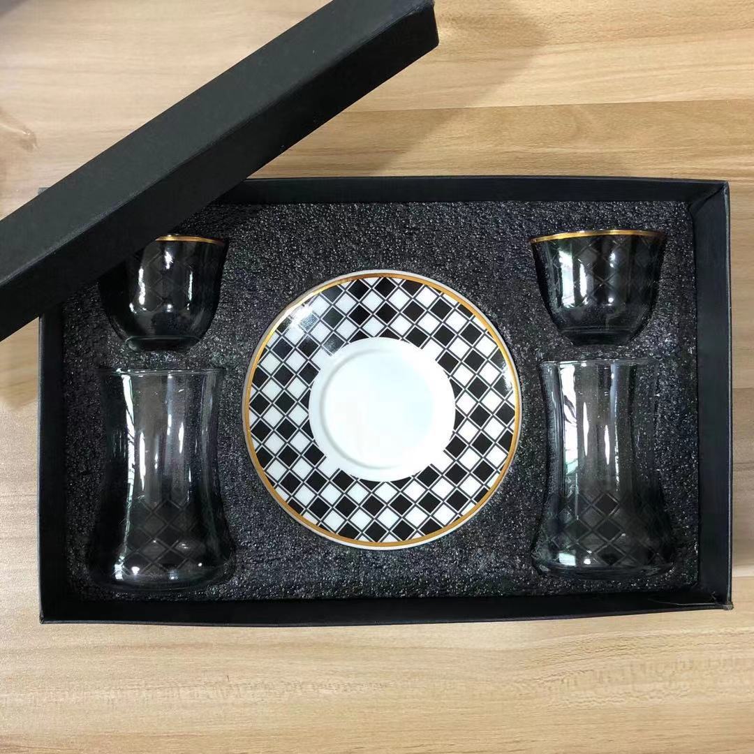 Turkish Tea Cup Box Set Blue Gold Pattern Afternoo... – Grandado