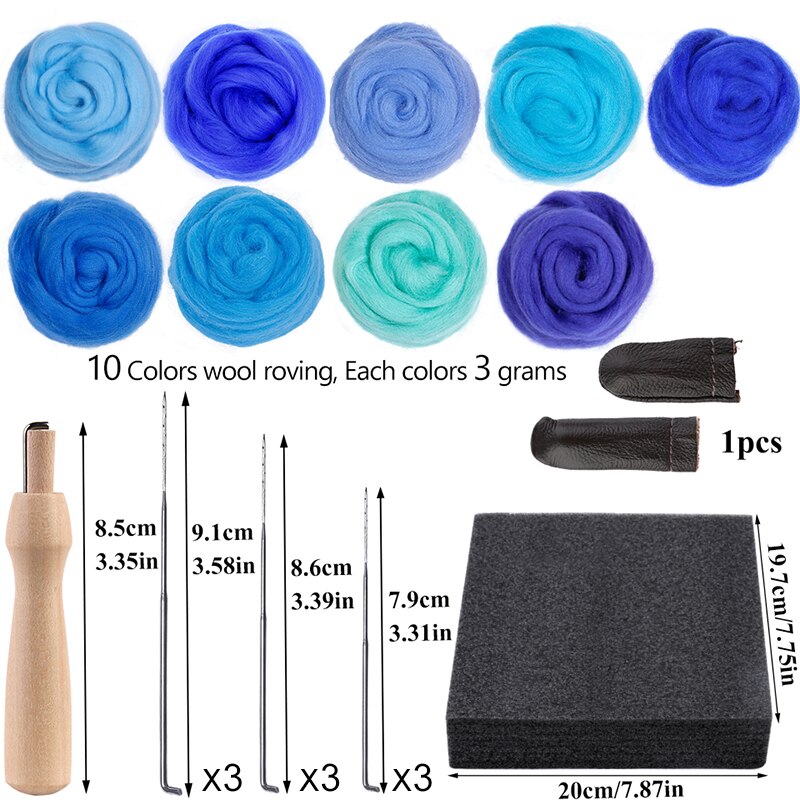 10 Color DIY Wool Felt Kit Foam Pad Handmade Needl... – Grandado