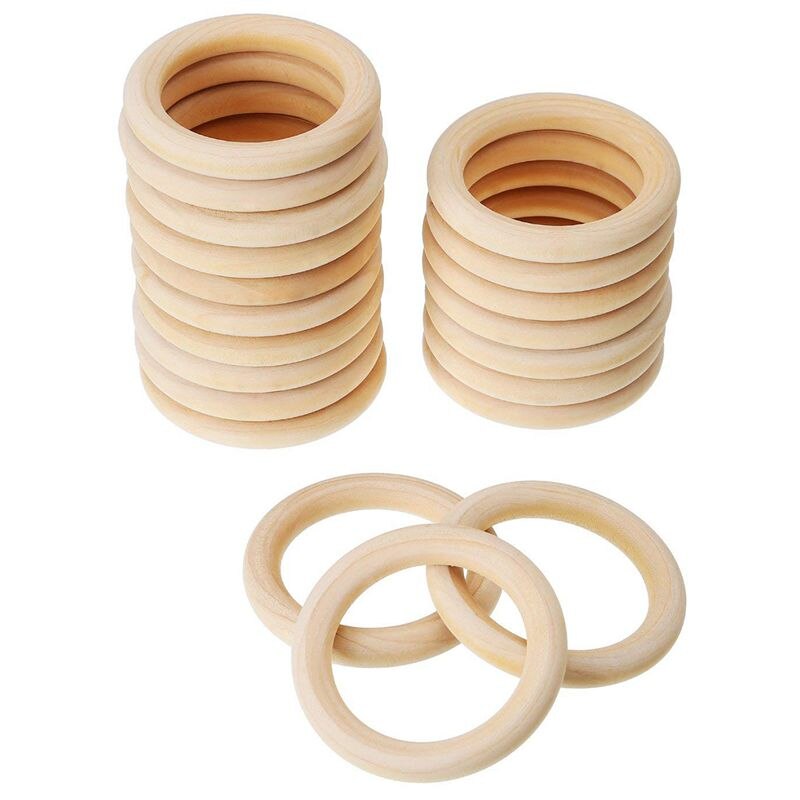 ! 20 Pack Wood Rings Wooden Rings For Craft, Ring ... – Grandado
