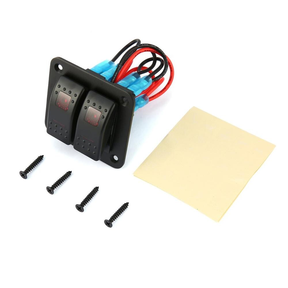 DC 12V 24V 2 Gang Rocker Switch Panel Dual LED Wat... – Vicedeal