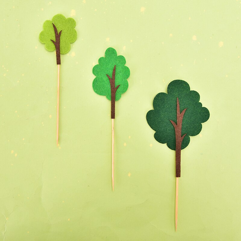 1set Green Felt Tree Leaves Set Birthday Party Cak... – Grandado