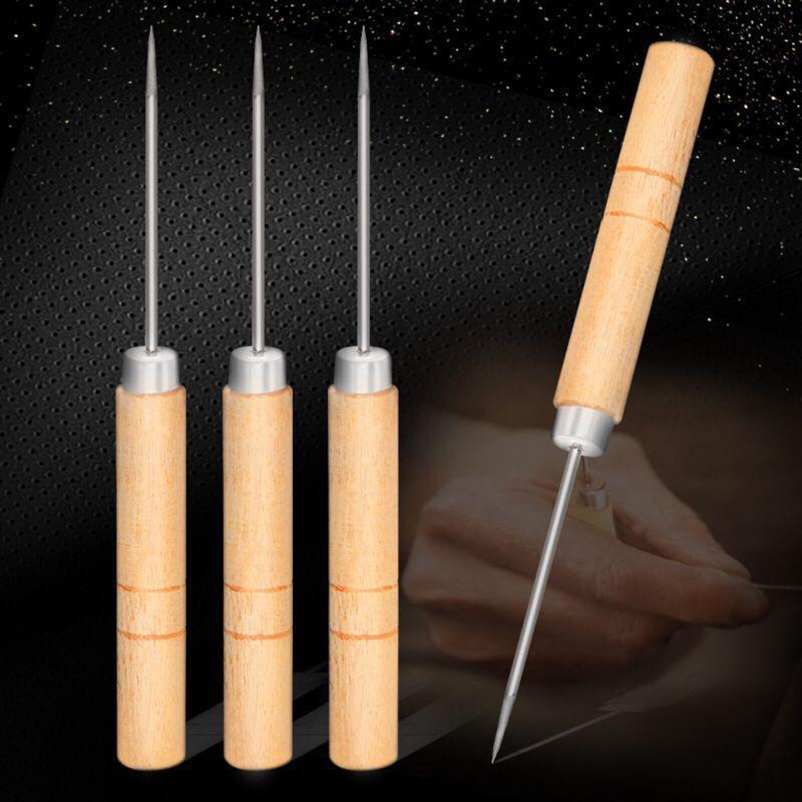 Leather Sewing Awl Wood Handle Drillable Awl Pin P... – Vicedeal