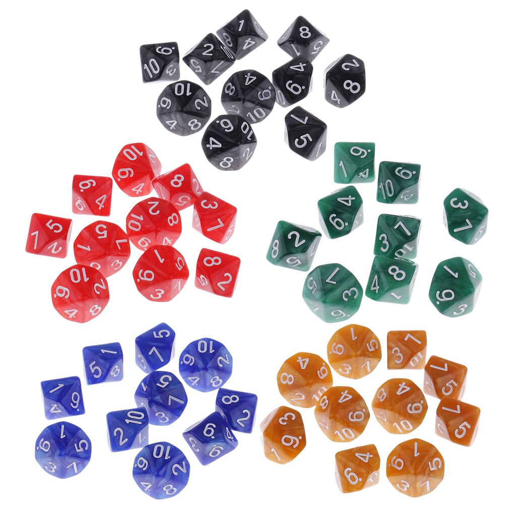 50 Stuks Multi-Zijdige Dobbelstenen Digitale D10 D... – Grandado